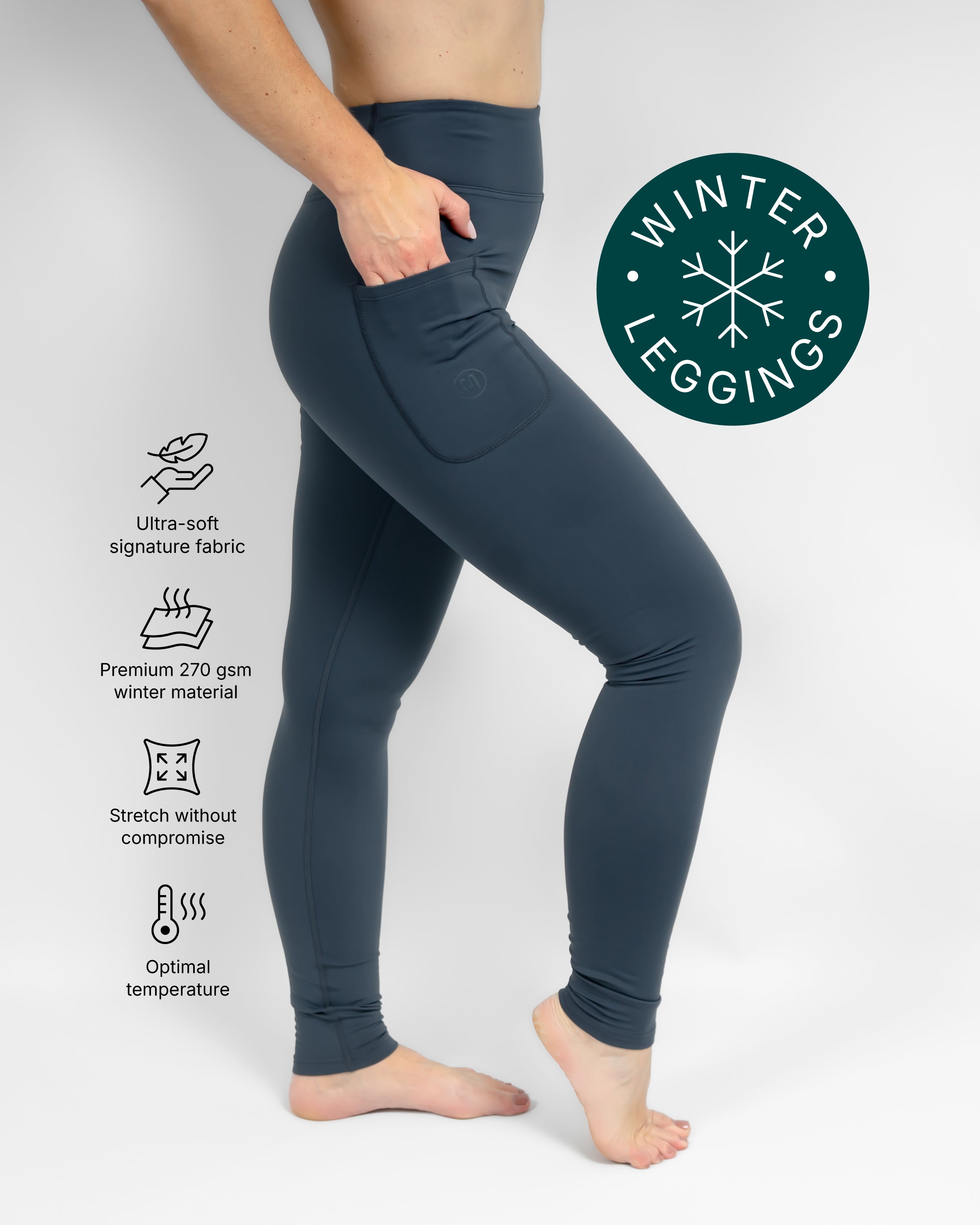 Aya Dusty Blue Winter Leggings – Maya Freya
